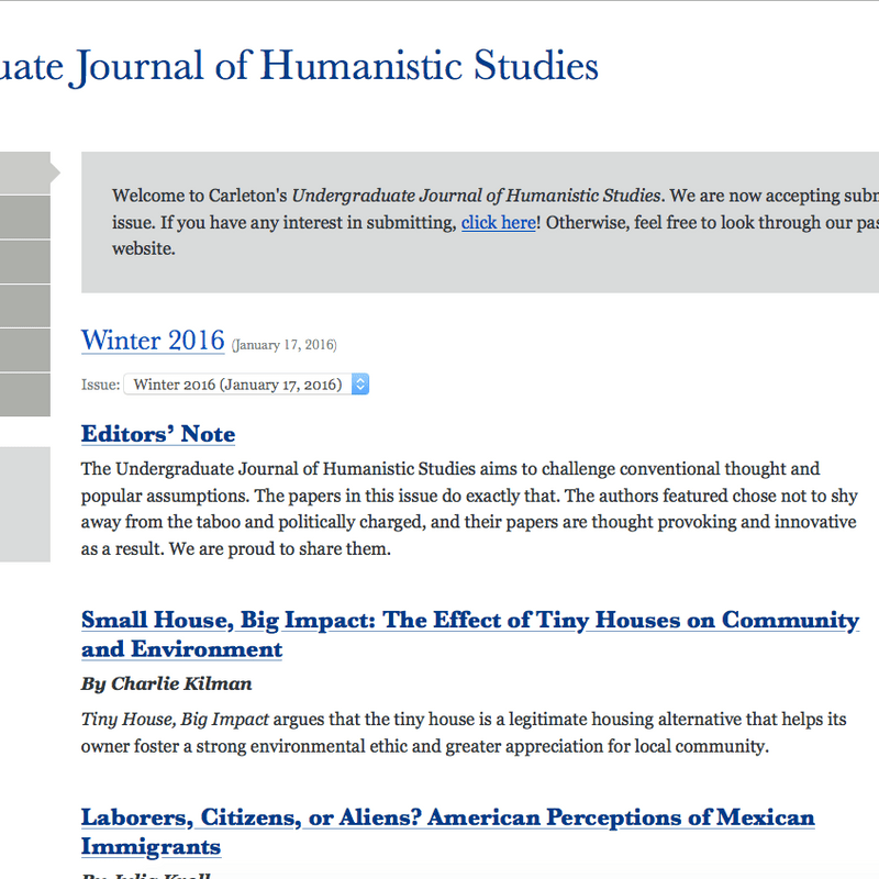 Undergraduate Journal of Humanistic Studies – Humanities Center ...