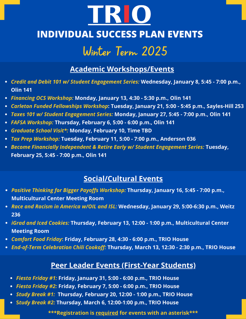 Student Opportunities and Expectations – TRIO / Student Support Services – Carleton College