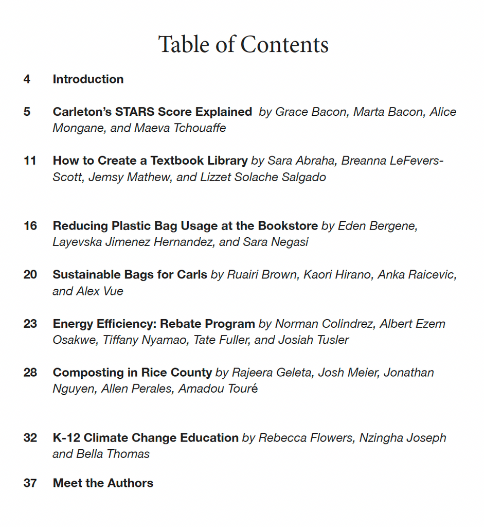 Volume 10: FOCUS on Sustainability – FOCUS – Carleton College