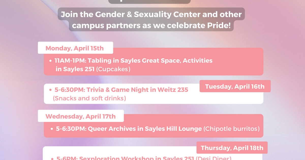 Pride Week: Trivia & Game Night – Student Life Events – Division of Student Life – Carleton College
