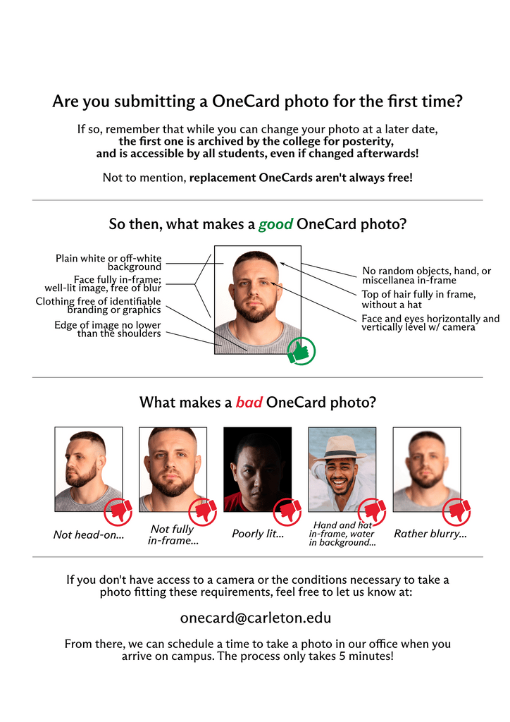 ID Photo Guidelines – OneCard – Carleton College