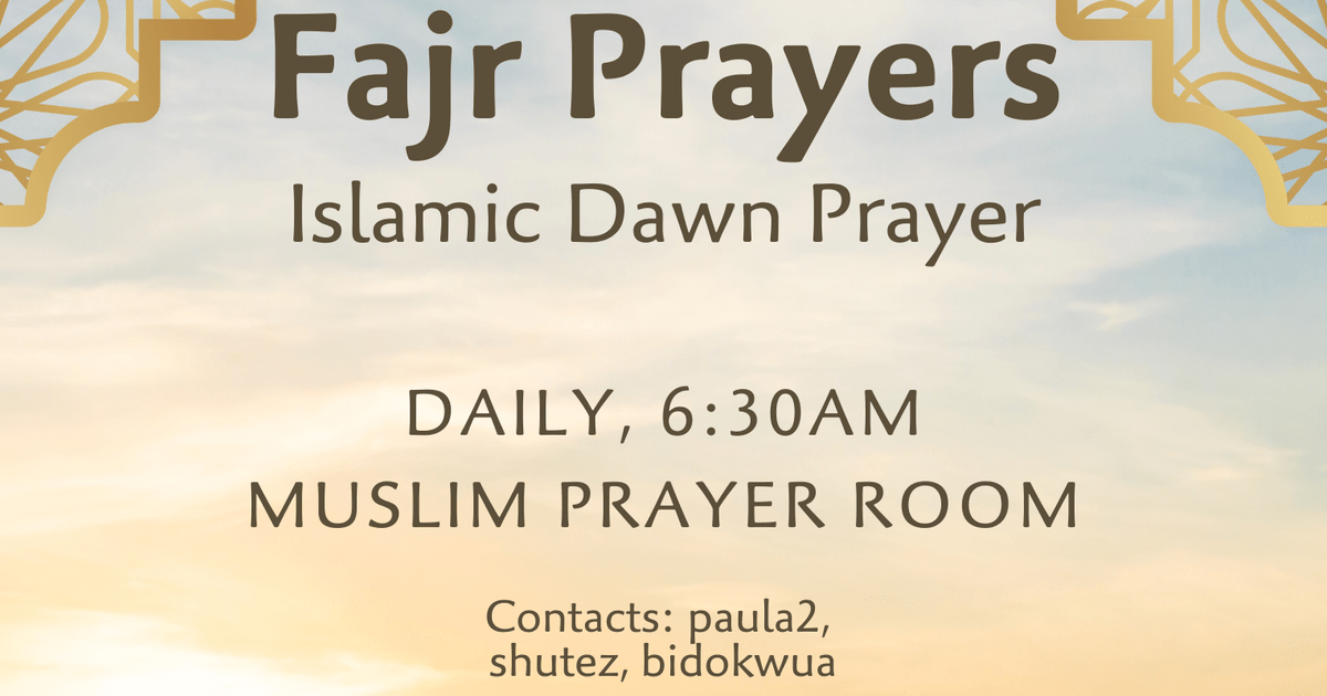 Fajr Prayer – Chapel Calendar – Office of the Chaplain – Carleton College