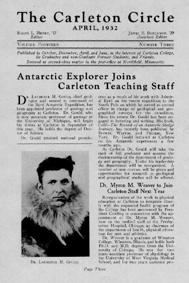 III: Carleton Professor – Laurence McKinley Gould – Carleton College