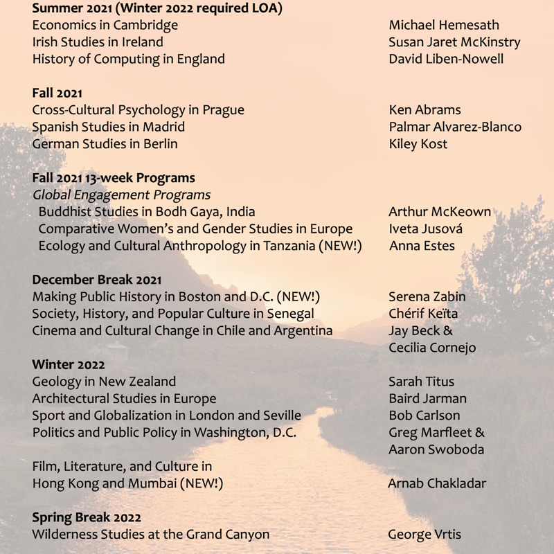 2021-22 Off-Campus Studies Programs! – Off-Campus Studies – Carleton College