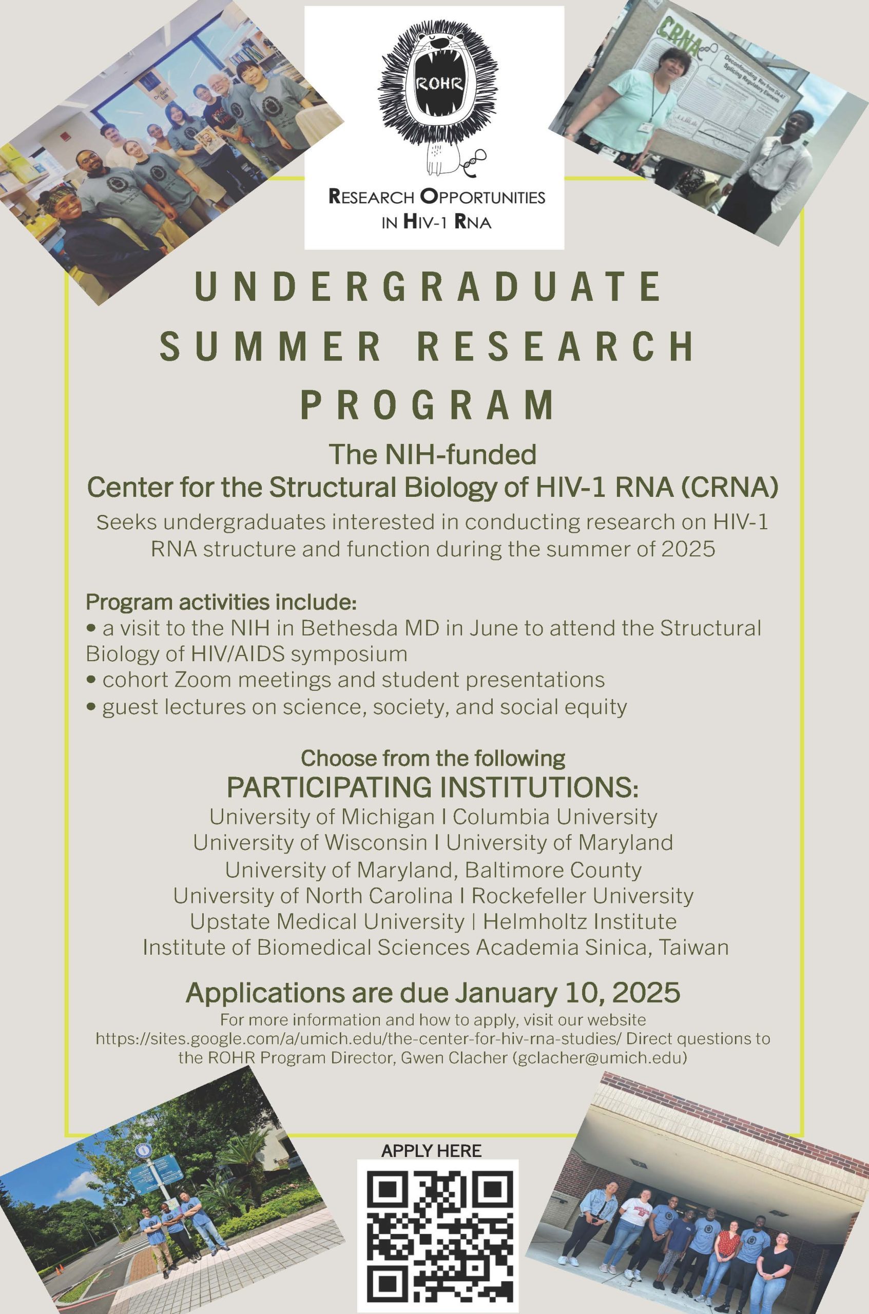 ROHR Summer Research Training Program for 2025 – application deadline ...
